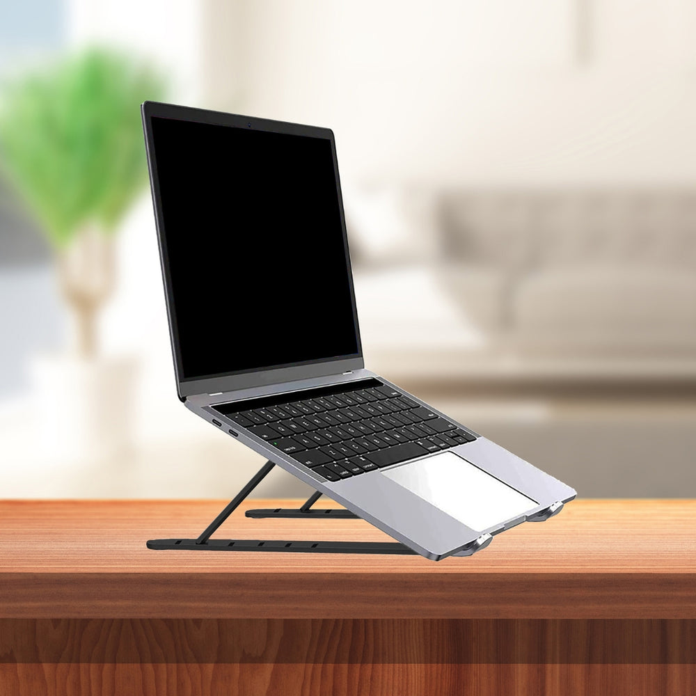 Soporte de laptop plegable de aluminio negro 6 niveles inclinacion Kuz