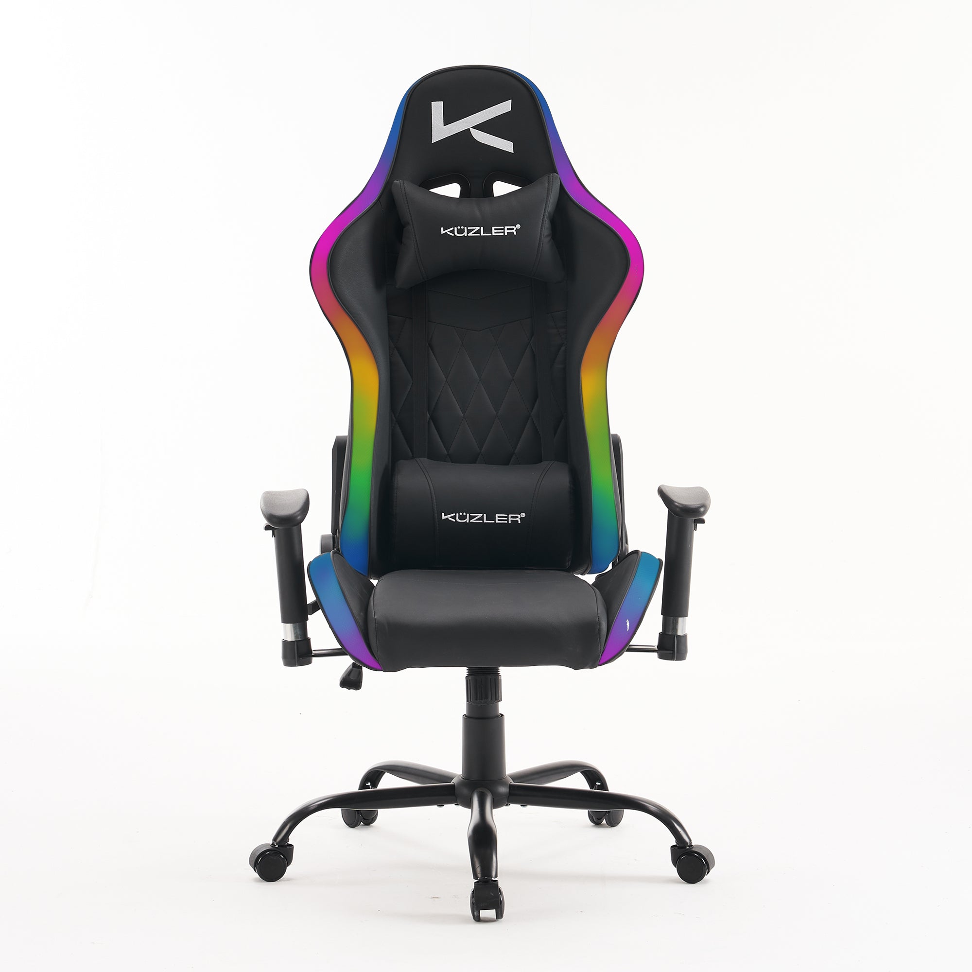 Silla gamer con luces LED y base metálica ergonómica ajustable RIK-101